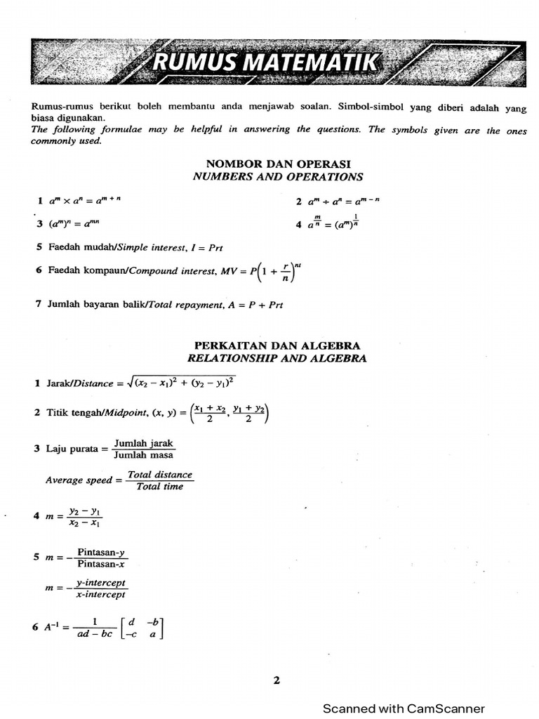 Math SPM Formula | PDF