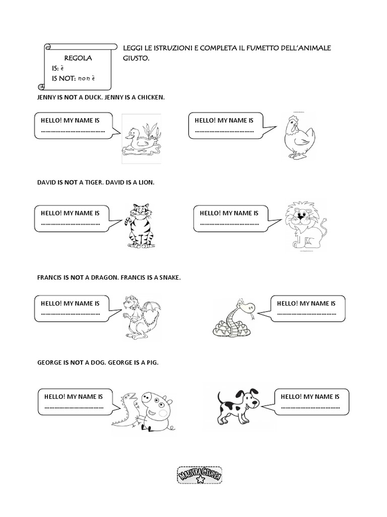 Maestra Giulia Animals And Verb To Be Pdf