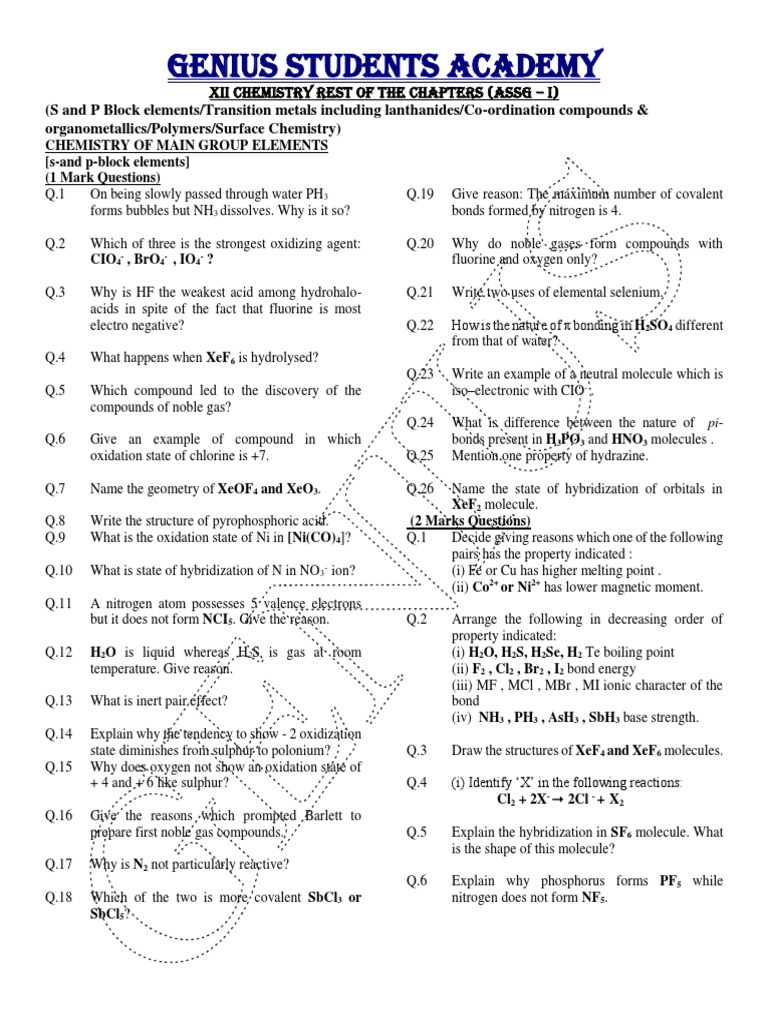 Assignment - 1 Book 1 | PDF | Transition Metals | Coordination Complex