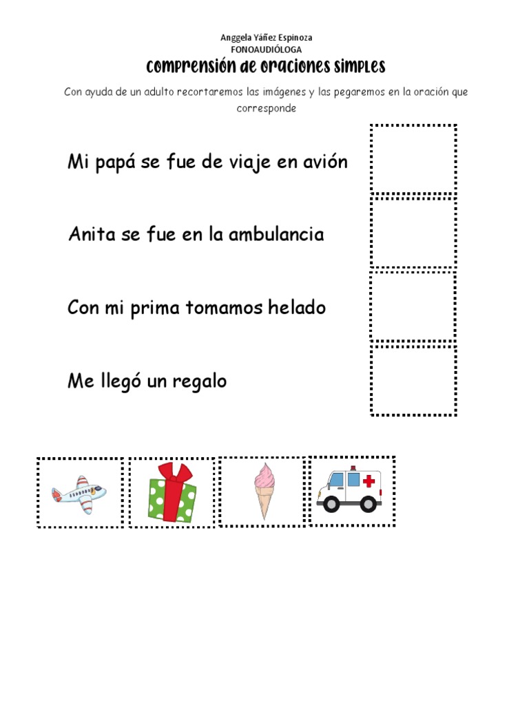 Tareas Comprensión de Oraciones Simples | PDF