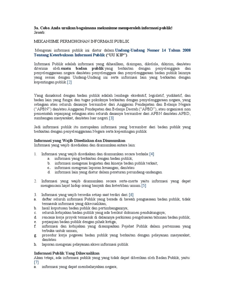 Undang-Undang Nomor 14 Tahun 2008 Tentang Keterbukaan Informasi Publik | PDF