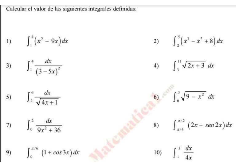 Ejercicios de Integrales | PDF