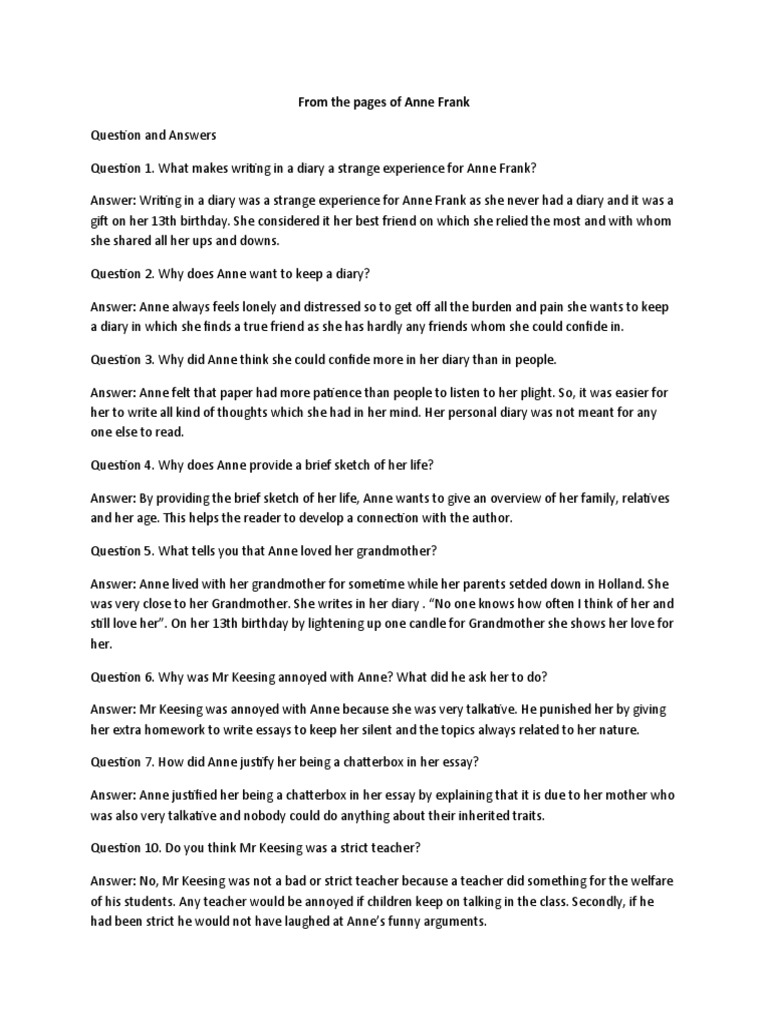 Anne Frank's Diary Insights and Reflections | PDF | Anne Frank | Essays
