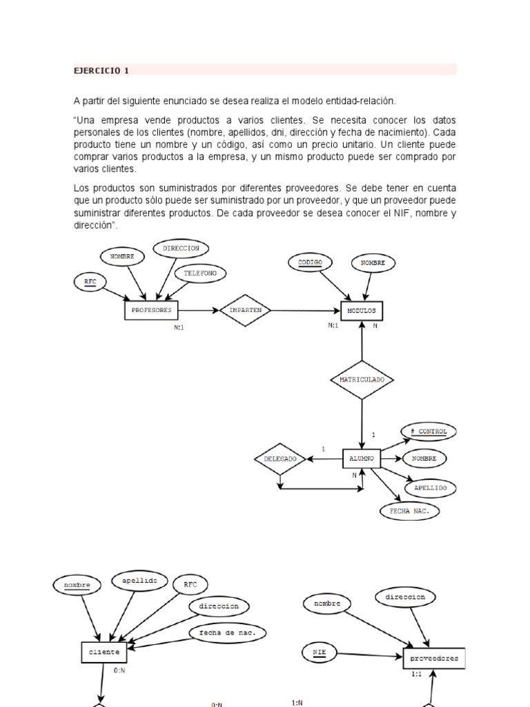 EJERCICIO Bases de Datos Entidad-Realacional | PDF