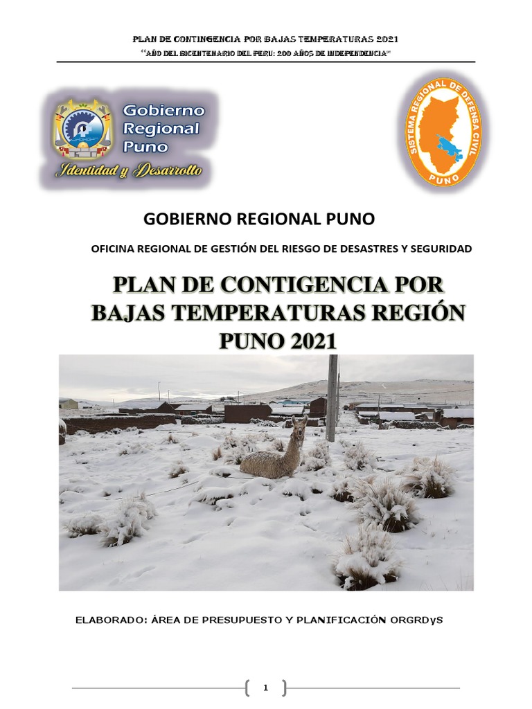 Plan de Contingencias Por Bajas Temperaturas - 2021 | PDF