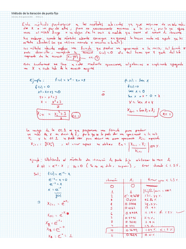 Método de La Iteración de Punto Fijo y Método Gráfico de 2 Curvas | PDF