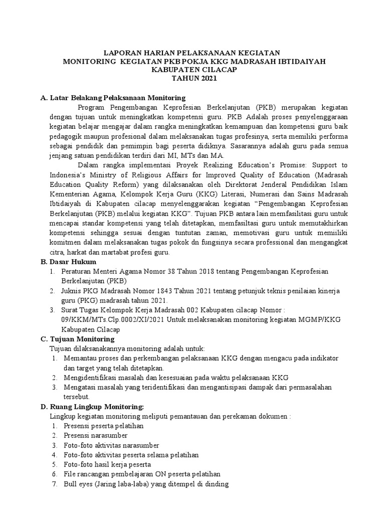 LK. 2c.tamplate Laporan Monitoring Mts NQ | PDF