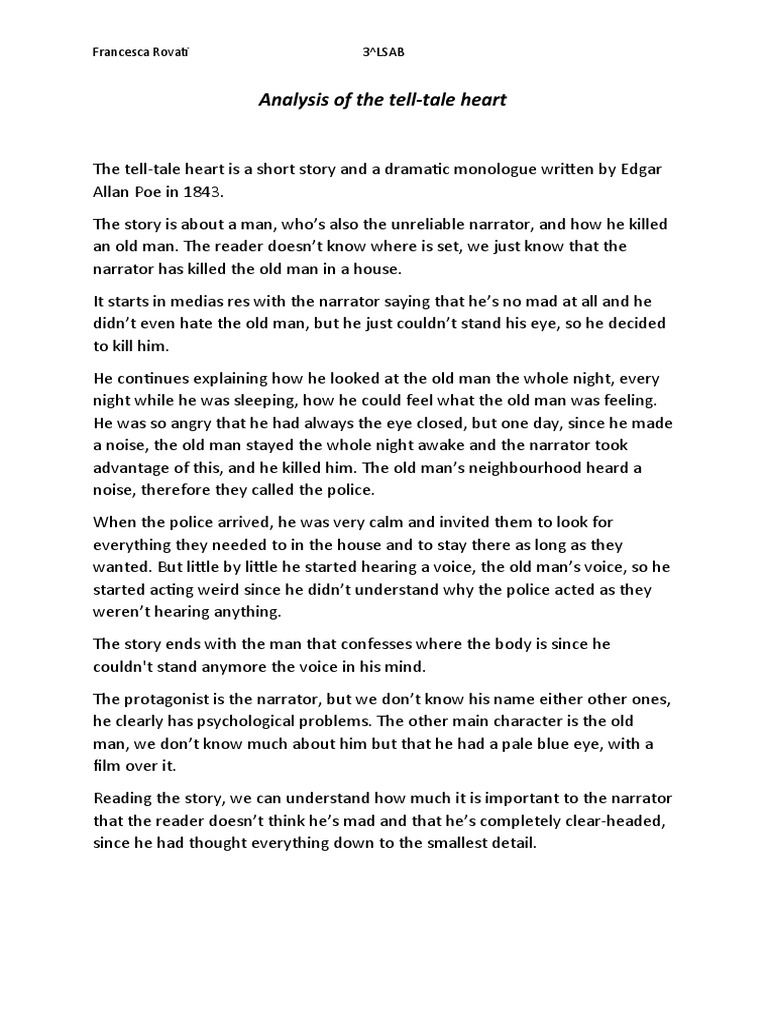 Analysis of The Tell-Tale Heart | PDF | Narration