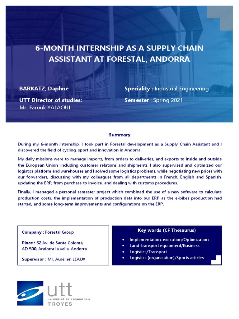 Supply Chain Internship Insights | PDF