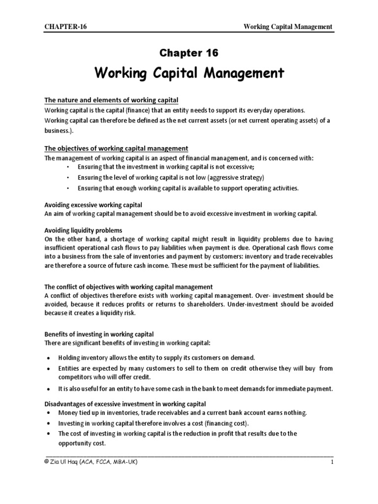 Ch16 Working Capital Management | PDF