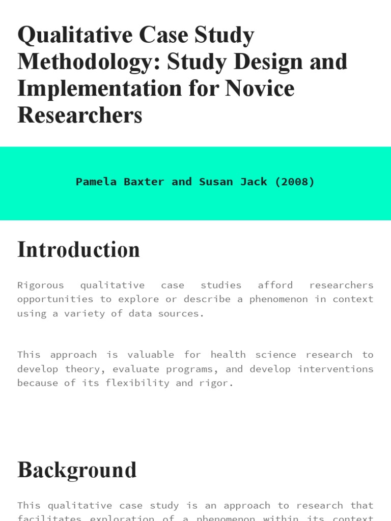 Qualitative Case Study Methodology | PDF | Qualitative Research ... Qualitative Case Study Methodology | PDF | Qualitative Research ...