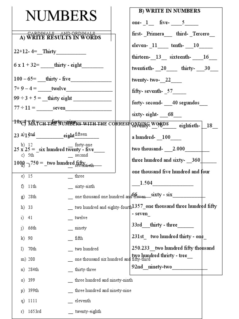 Trabajo Numbers Ingles | PDF