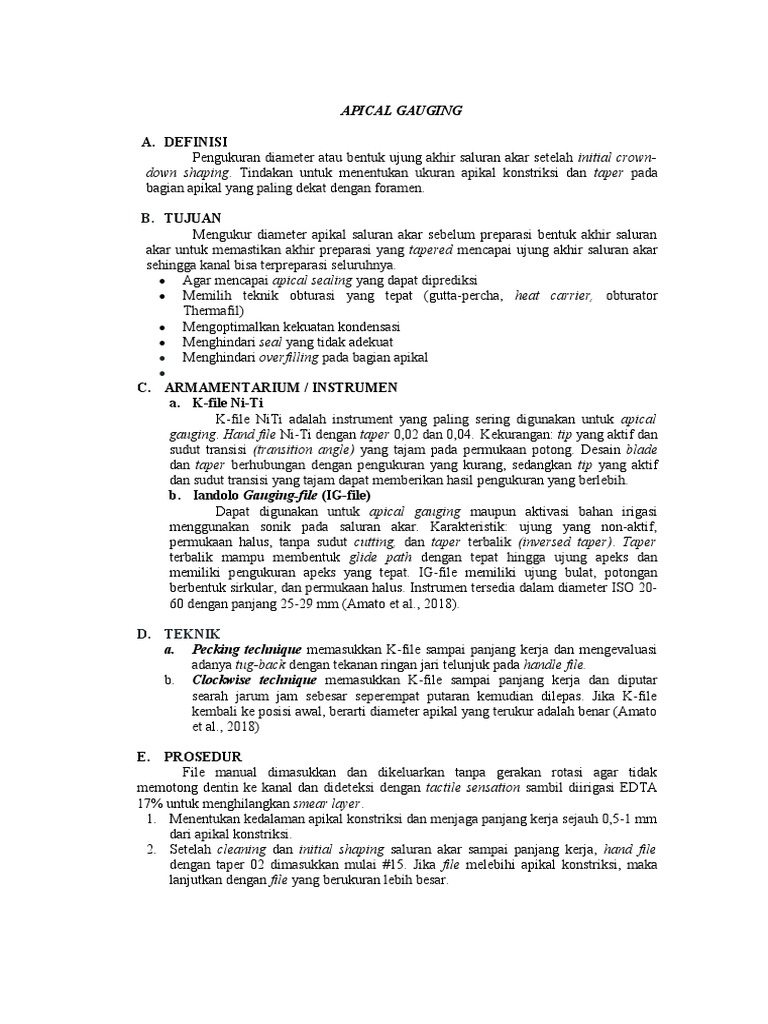 Teknik Apical Gauging dalam Endodontik | PDF