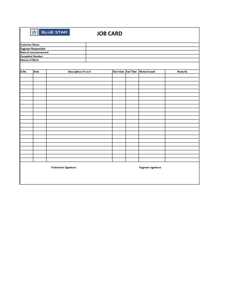 Job Card For Pressure Testing | PDF