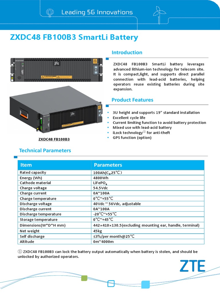 Data Sheet - ZXDC48 FB100B3 Lithium-Ion Battery | Download Free PDF ...