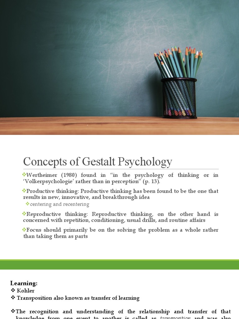 Gestalt Psychology Concepts | PDF | Insight | Thought