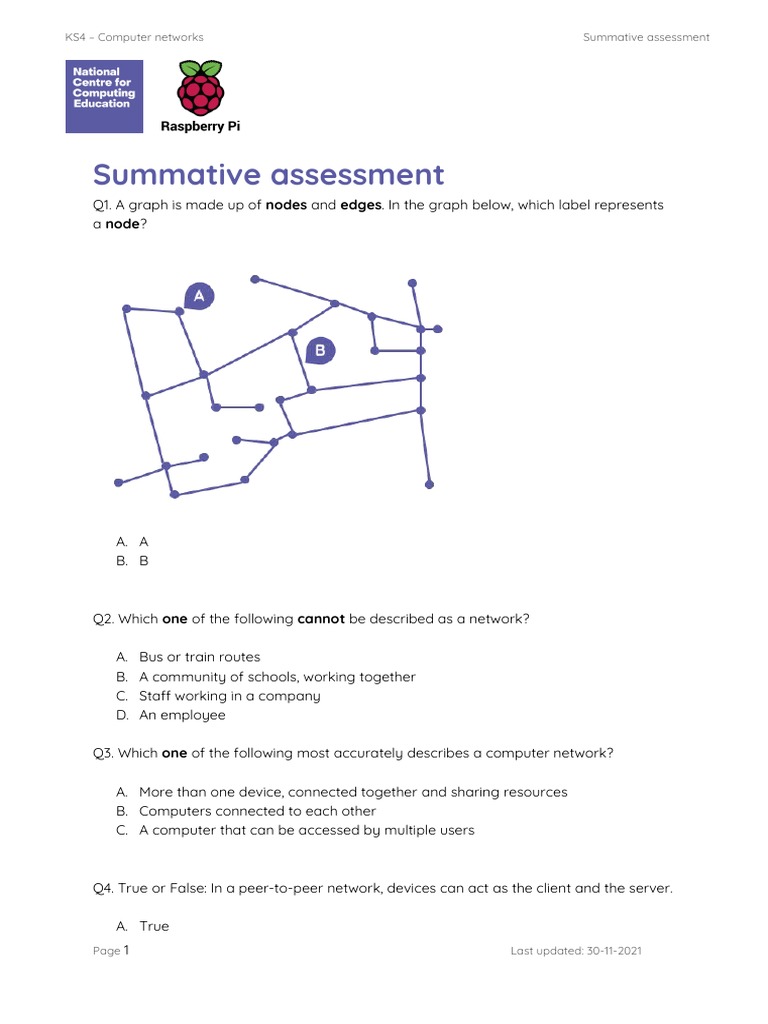 Summative assessment – Computer networks – KS4 | PDF | Internet Protocol Suite | Computer Network