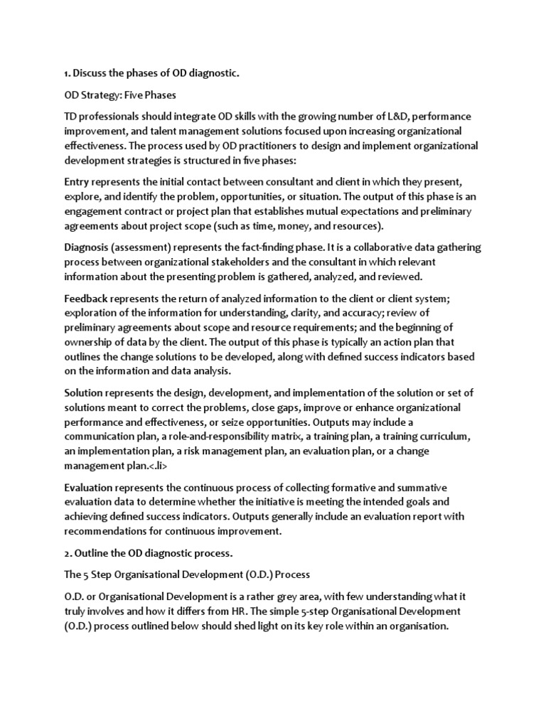 Five Phases of OD Diagnostic Process | PDF | Focus Group | Interview