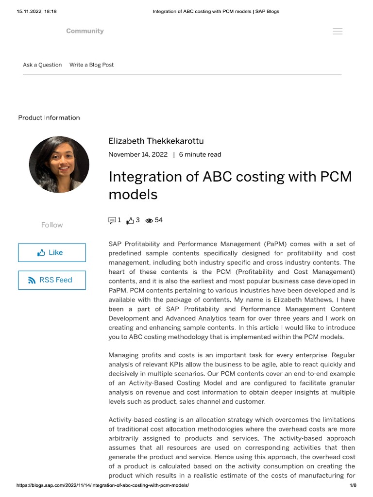 Integration of ABC Costing With PCM Models | PDF