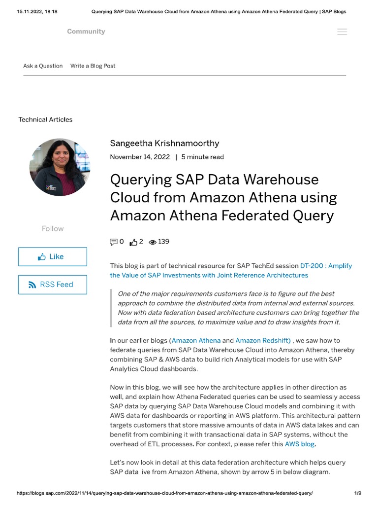 Querying SAP Data Warehouse Cloud From Amazon Athena | PDF Querying SAP Data Warehouse Cloud From Amazon Athena | PDF
