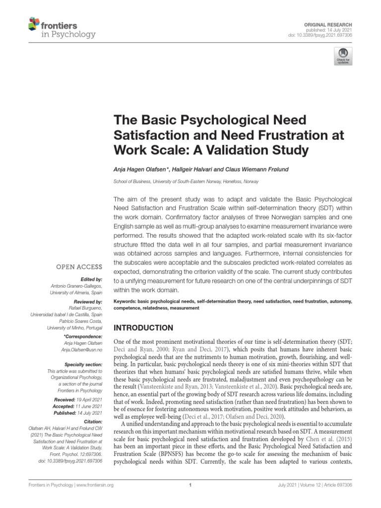The Basic Psychological Need | PDF | Motivation | Motivational