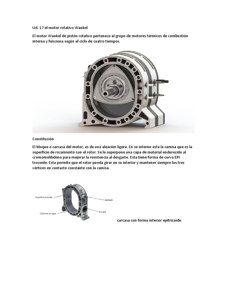 Partes y funcionamiento del motor Wankel | PDF | Motor de combustión ...