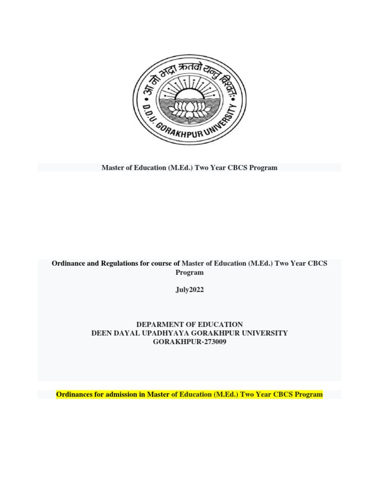 M.Ed. CBCS 2022 Final | PDF | Statistics | Curriculum