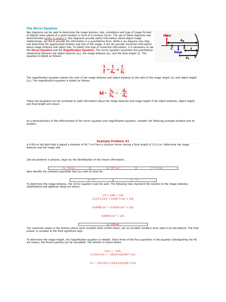 The Mirror Equation | PDF