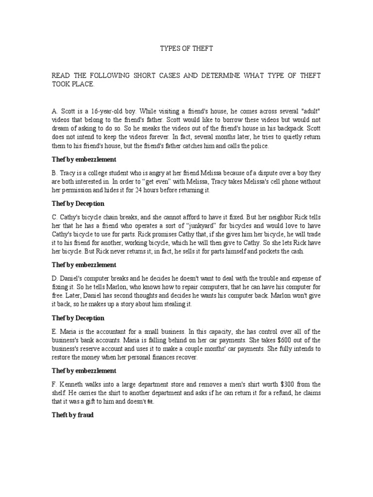 Types of Theft | PDF