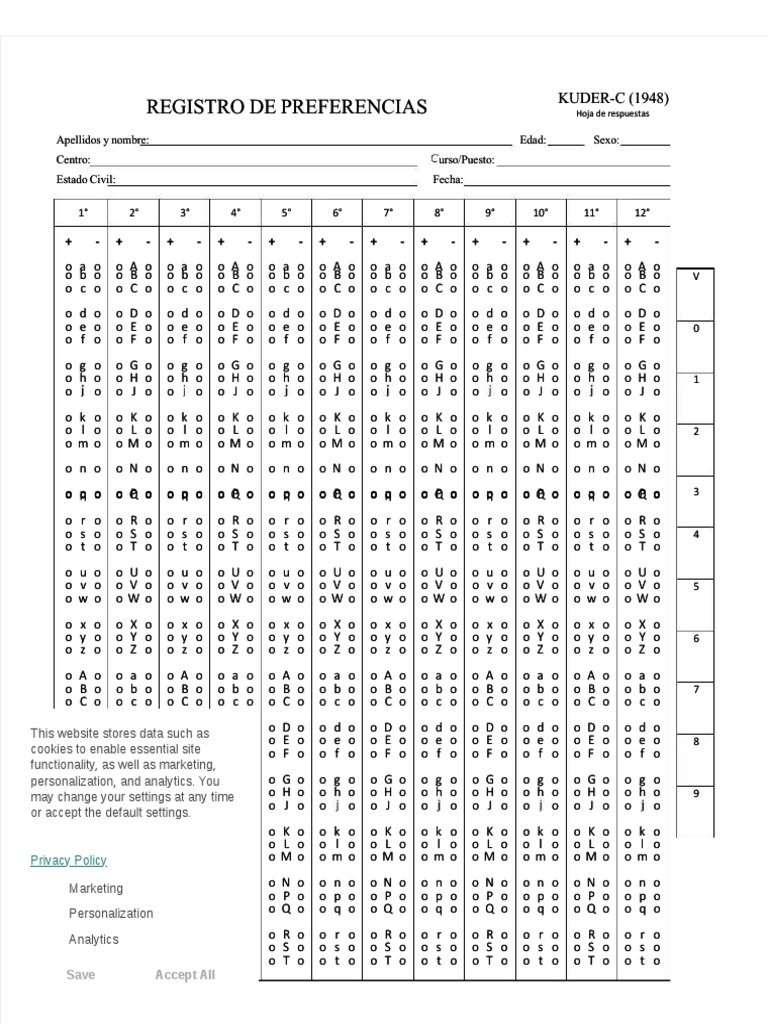 PDF 03 Kuder C Hoja de Respuesta y Plantillas Levantado PDF - Compress ...