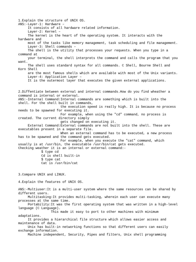 UNIX Question Bank | PDF | Shell (Computing) | Computer File