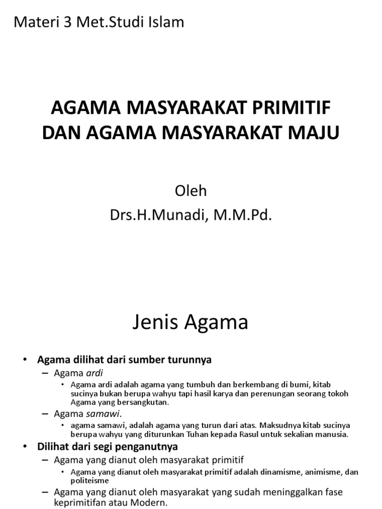 Materi 3 Agama Masyarakat Primitif Dan Agama Masyarakat Maju | PDF