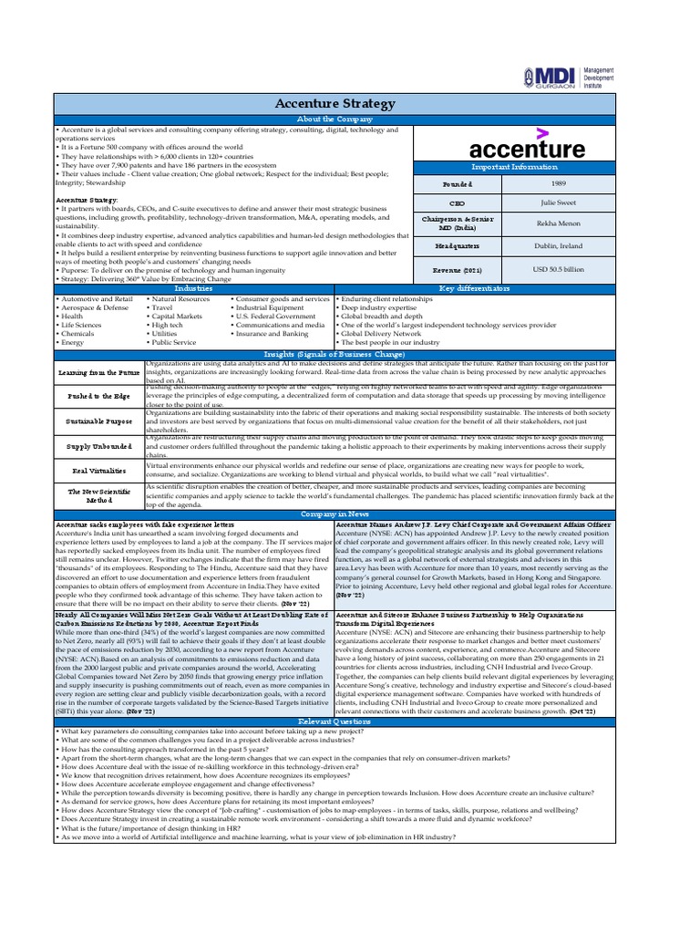 Accenture Strategy Cheatsheet | PDF | Accenture | Artificial Intelligence