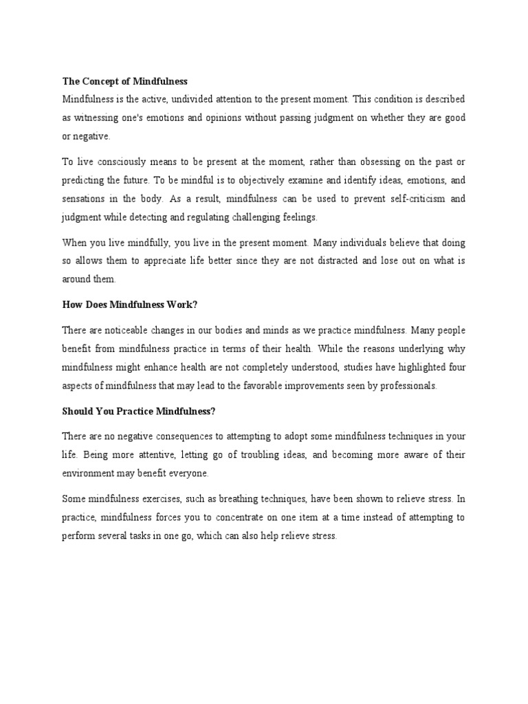 The Concept of Mindfulness | PDF