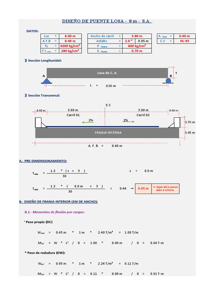 Diseño De Puente Losa 4 12m Jvc Pdf Ingeniero Civil