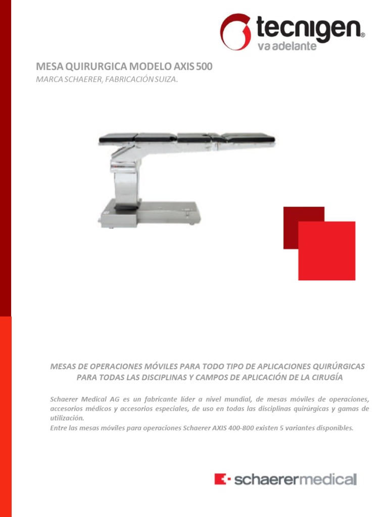 Mesa Quirúrgica Schaerer AXIS 500 | PDF | Factores humanos y ergonomía ...