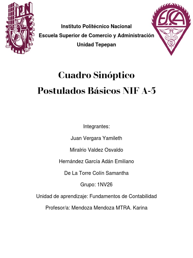 Cuadro Sinóptico NIF A-5 | PDF | Contabilidad | Economias