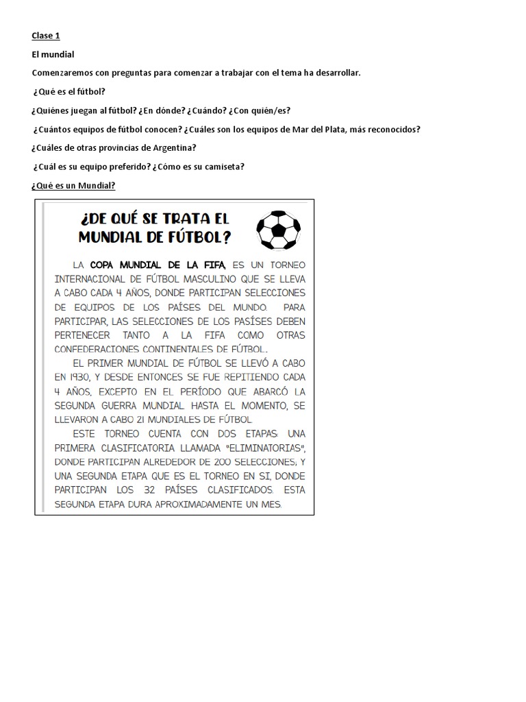 Mundial. Secuencia Didáctica 3 | PDF | Deportes | Torneos de la Copa ...