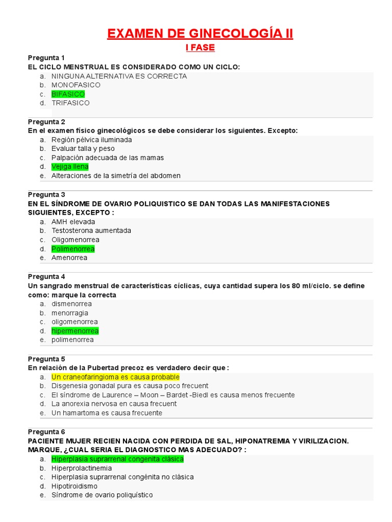 Gineco Examenes | PDF