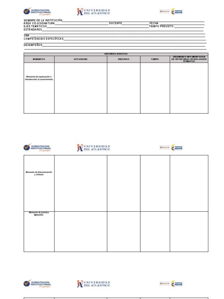 Formato de Plan de Clases | PDF | Evaluación | Aprendizaje
