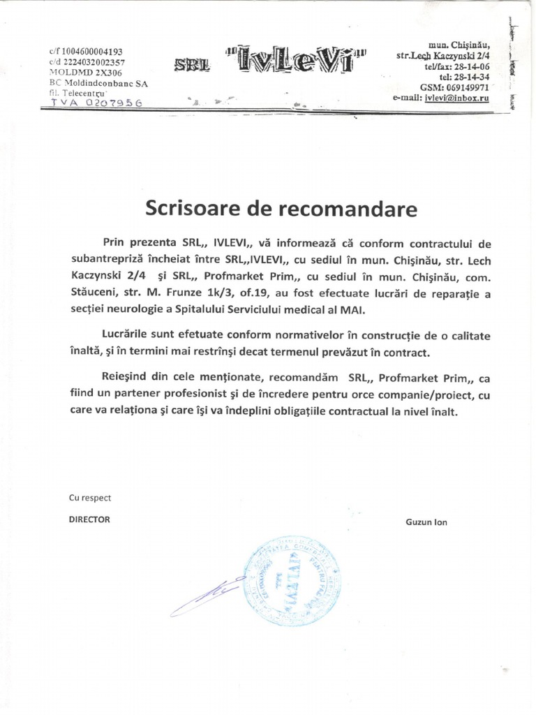 Scrisoare de Recomandare | PDF