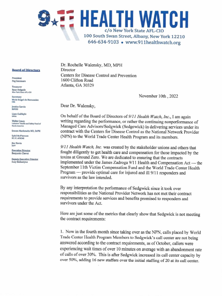 Letter To CDC Director Dr. Rochelle Walensky (Nov. 10, 2022) | PDF