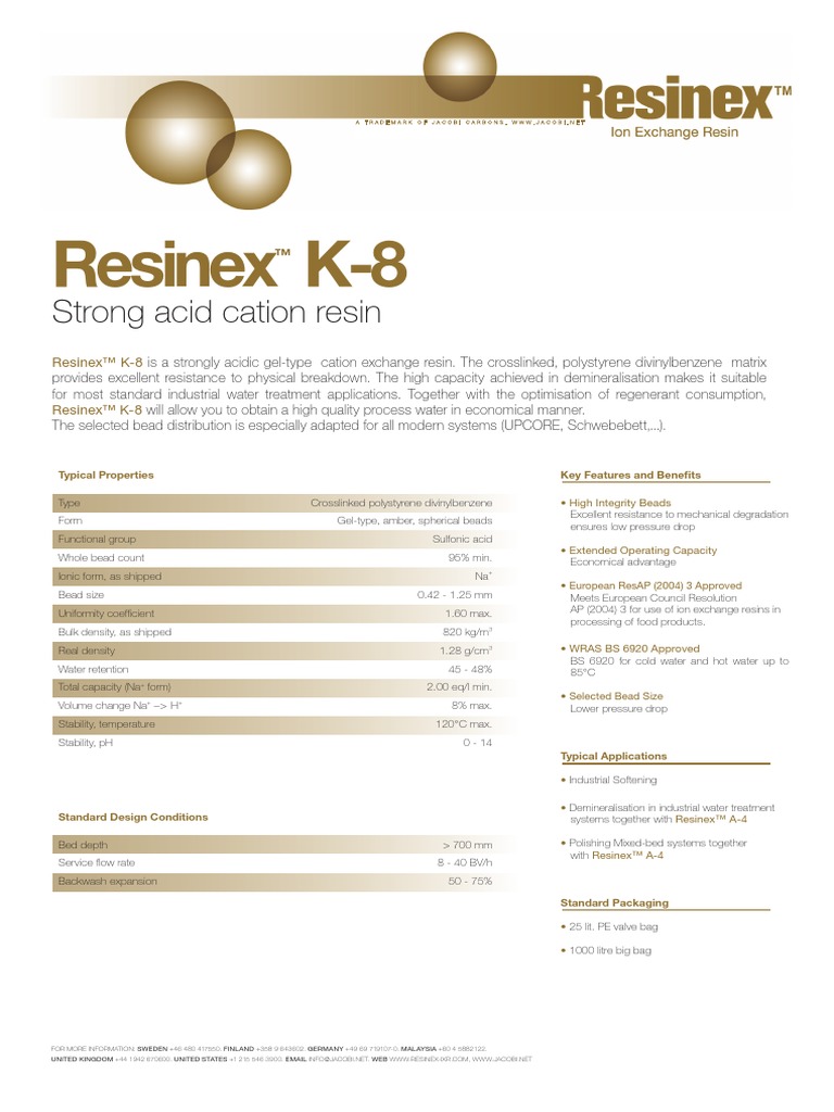 Jacobi TDS Resinex K8 A4 Eng A0414 | PDF