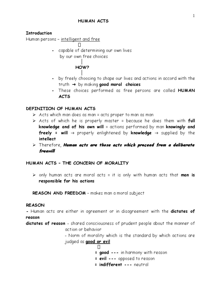 Human Acts vs. Acts of Man Explained | PDF | Free Will | Reason