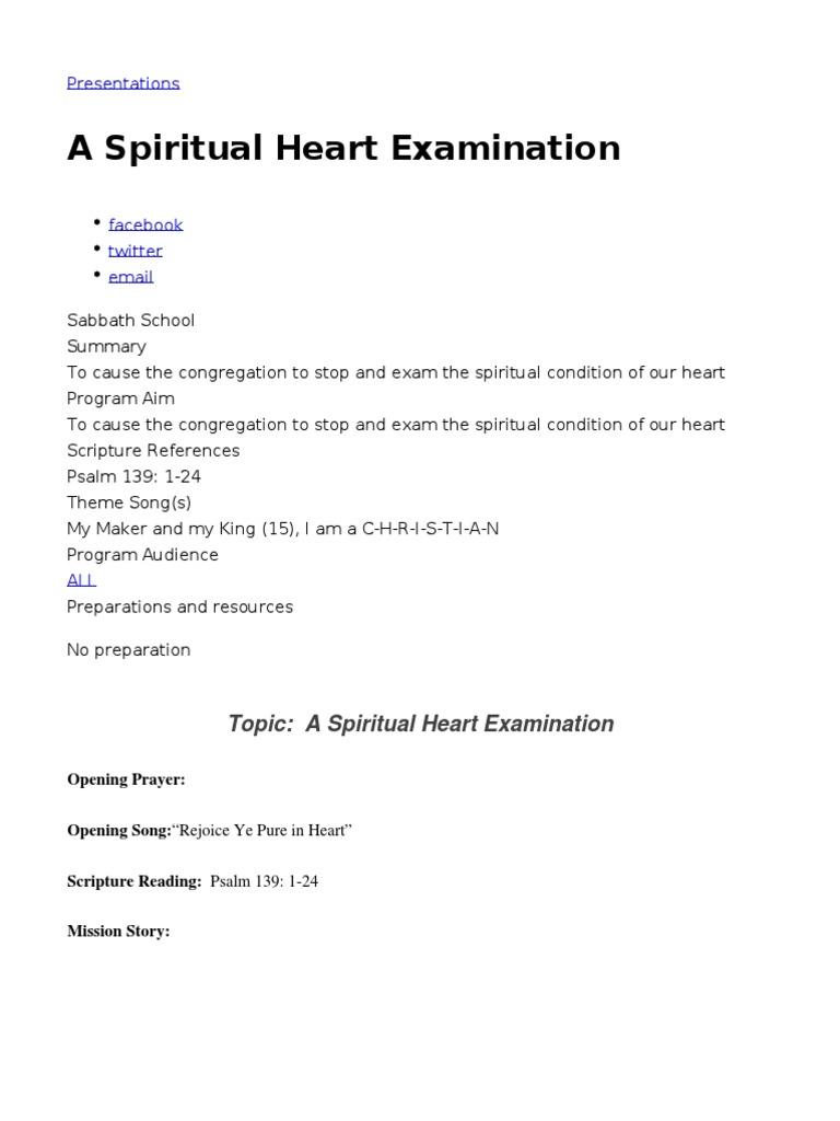 Spiritual Heart Examination Guide | PDF | Heart | Pulse