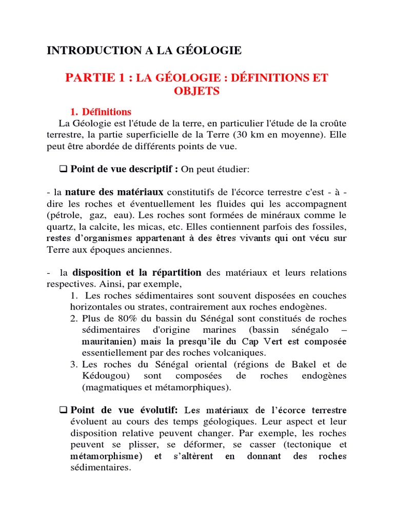 Cours 1 - Introduction Géologie | PDF
