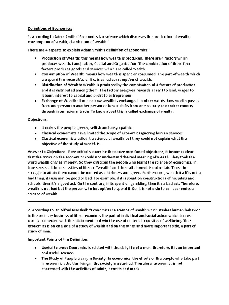 Key Definitions of Economics Explained | PDF