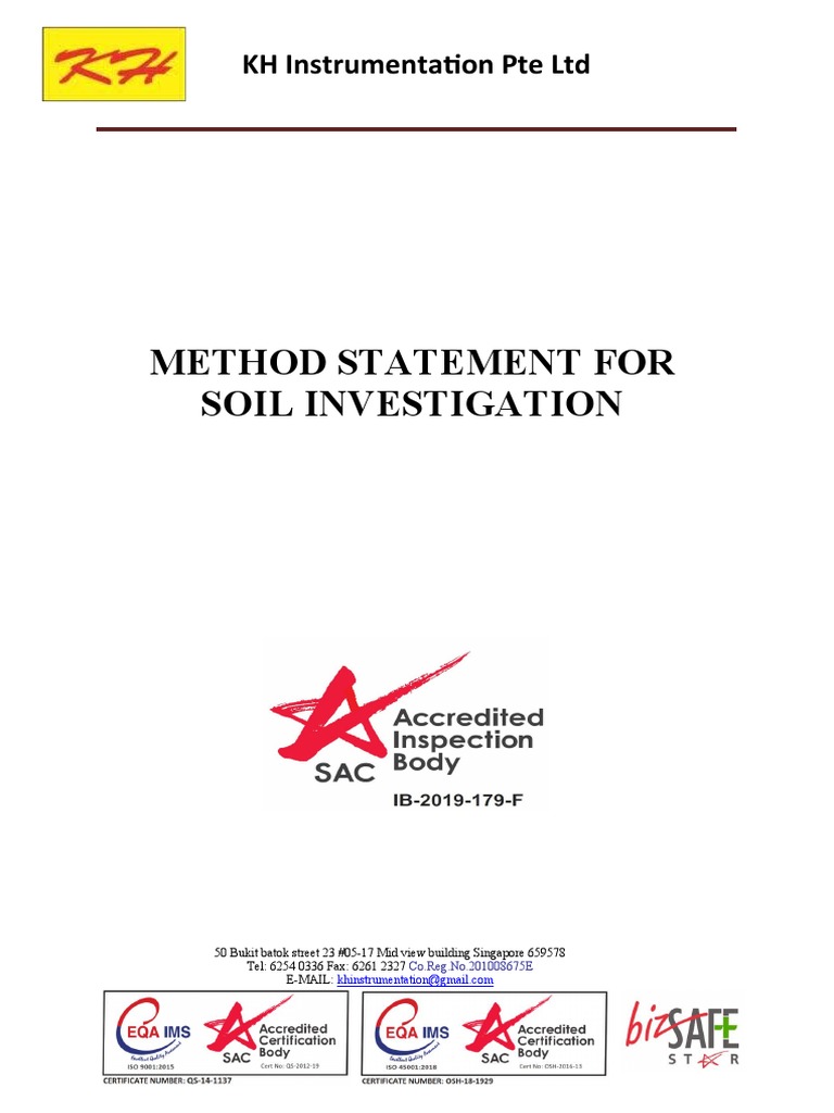 Method Statement For Soil Investigation | PDF