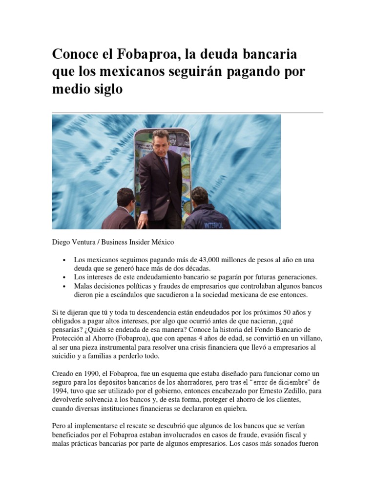 Fobaproa: Deuda que perdura 50 años | PDF | Bancos | Tipo de cambio
