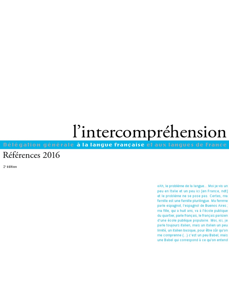 Intercomprehension 2016 | PDF | Dialecte | Langue française